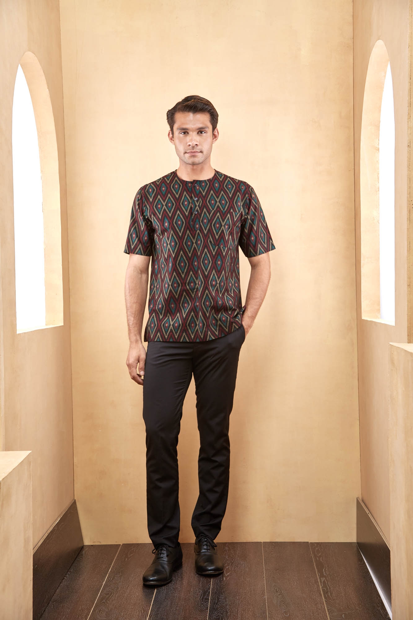 TUSCA - TUSCA MEN | Adiwangsa Batik Kurta in Cherry Red