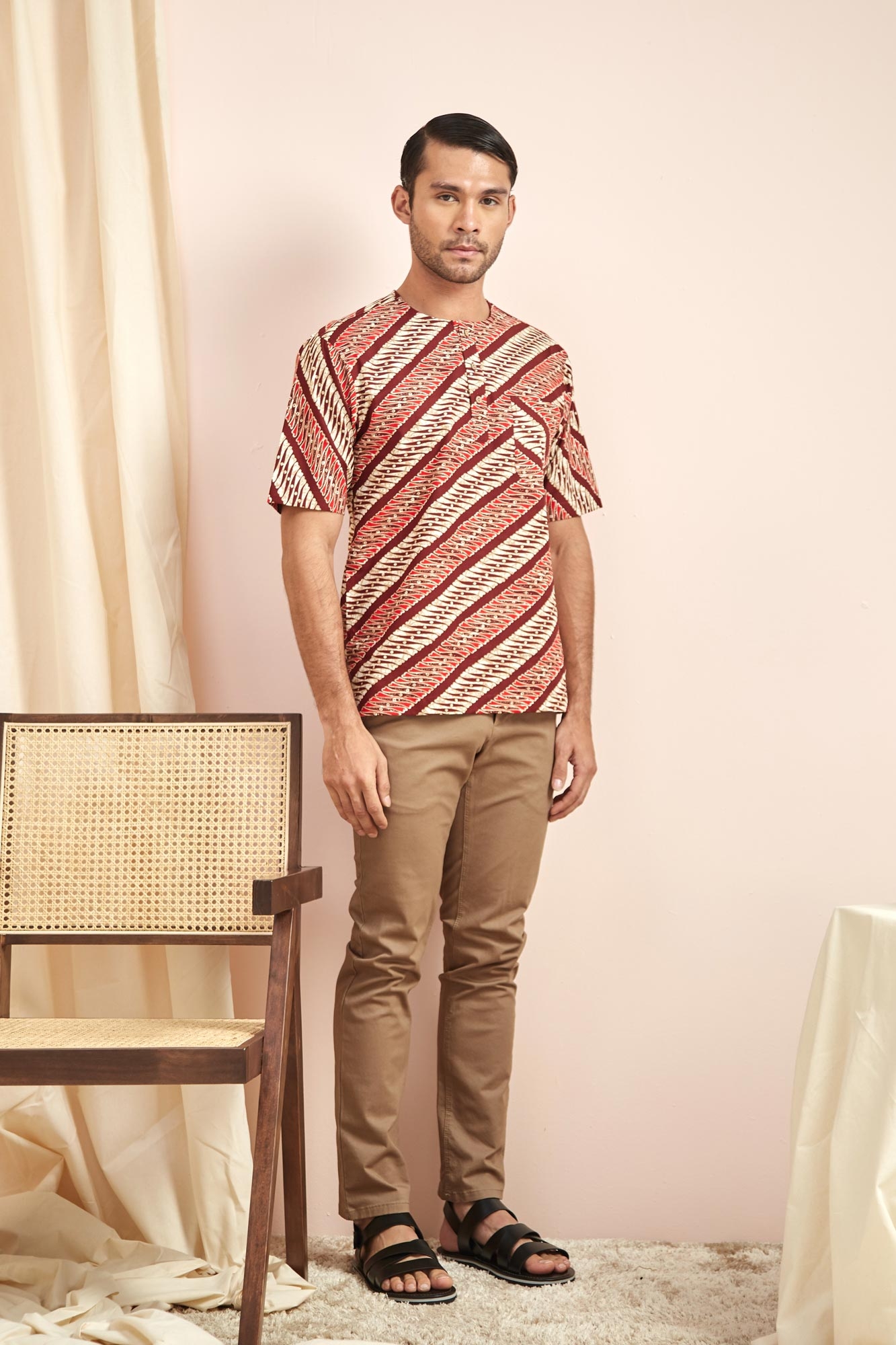 TUSCA - TUSCA MEN | Adiwangsa Batik Kurta in Red