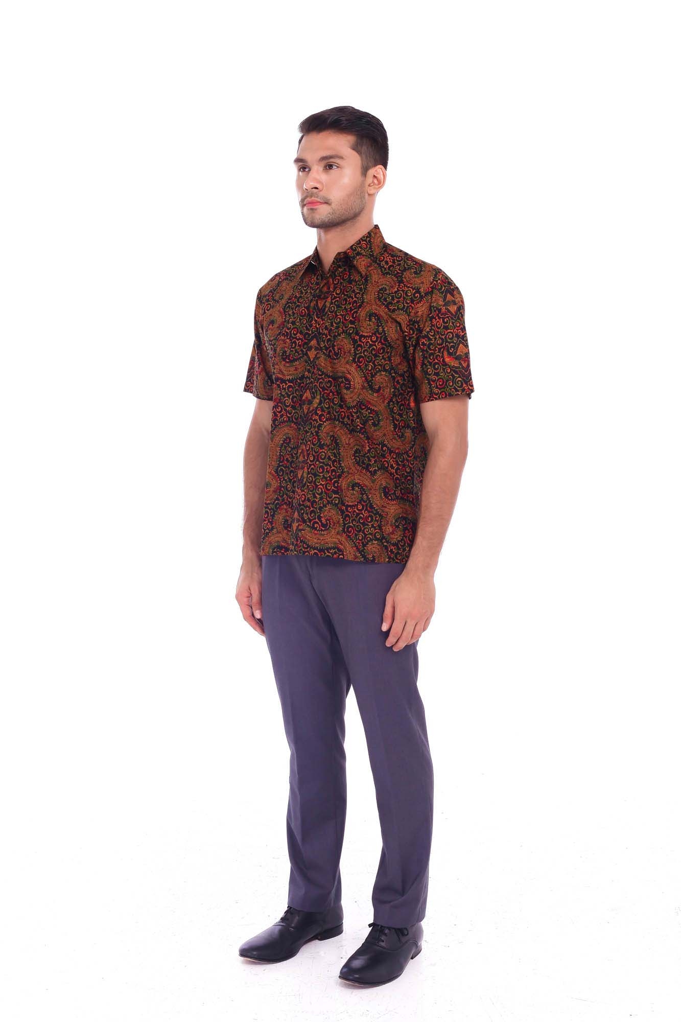 TUSCA - TUSCA MEN | Eusoff Classic Batik Kemeja in Black & Orange