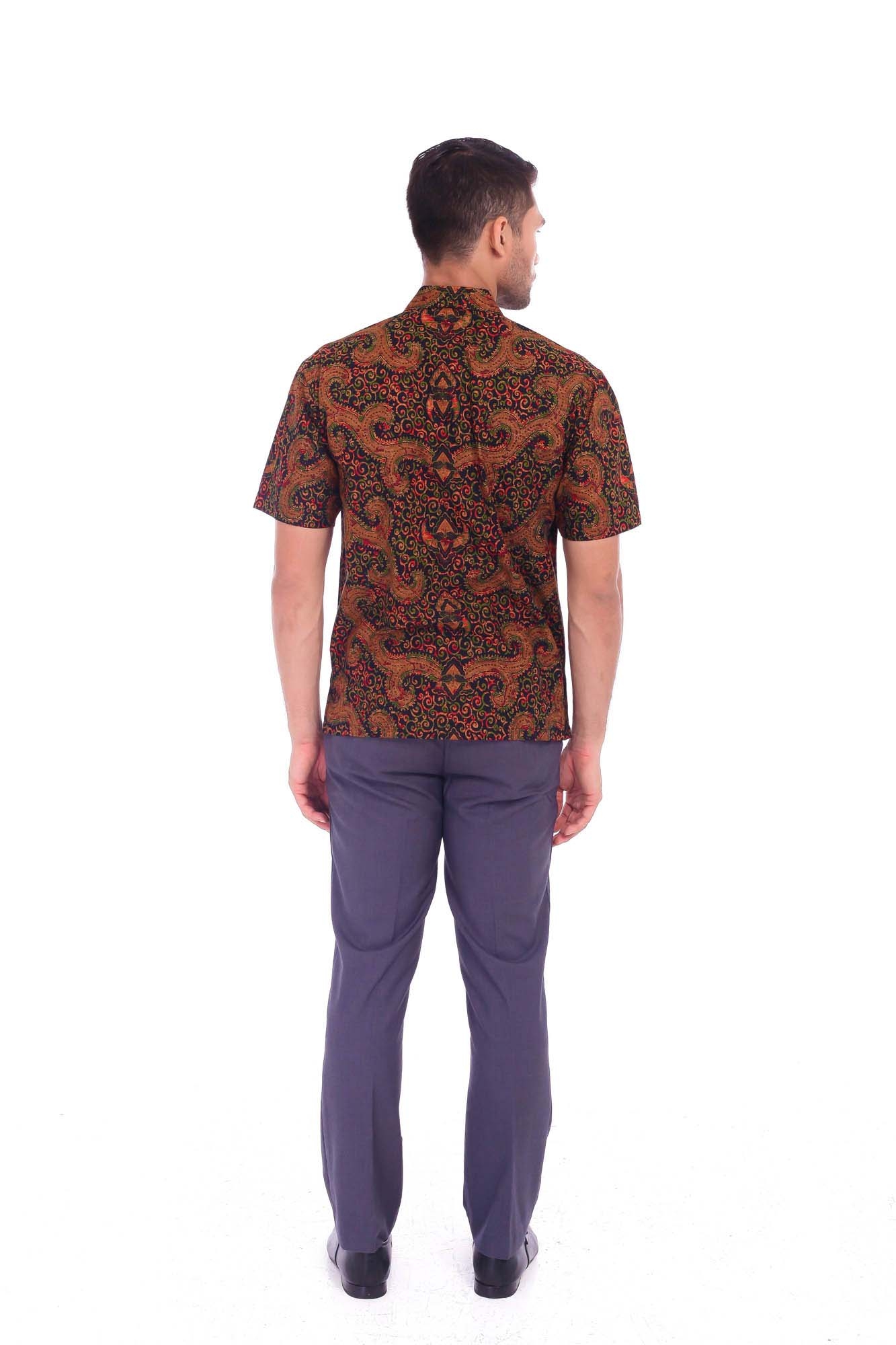 TUSCA - TUSCA MEN | Eusoff Classic Batik Kemeja in Black & Orange